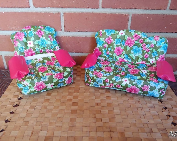 Vintage Inflatable Barbie Furniture Sofa and Chair Hawaiian Print 1970 ...