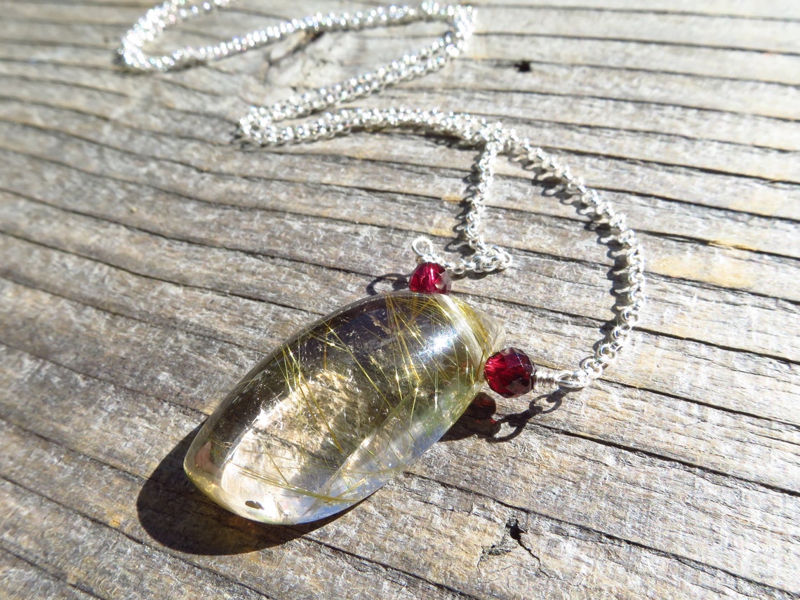 Gold Rutile Quartz Pendant Rutilated Quartz Drilled Gold Color - Etsy
