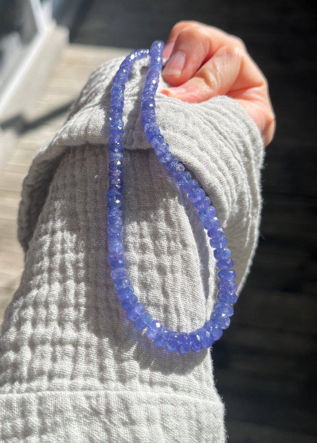 Beautiful Natural AAA TANZANITE tanzania Faceted Rondelles Bead Silver ...