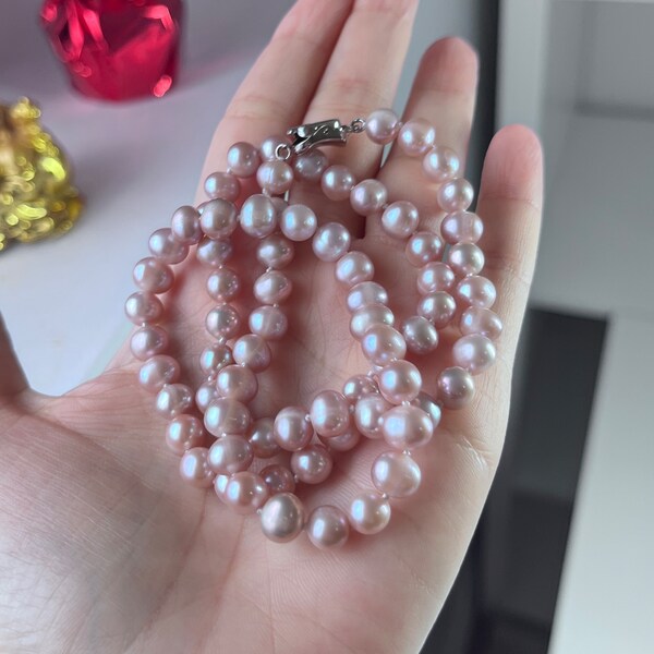 Pink Pearl Necklace - Etsy