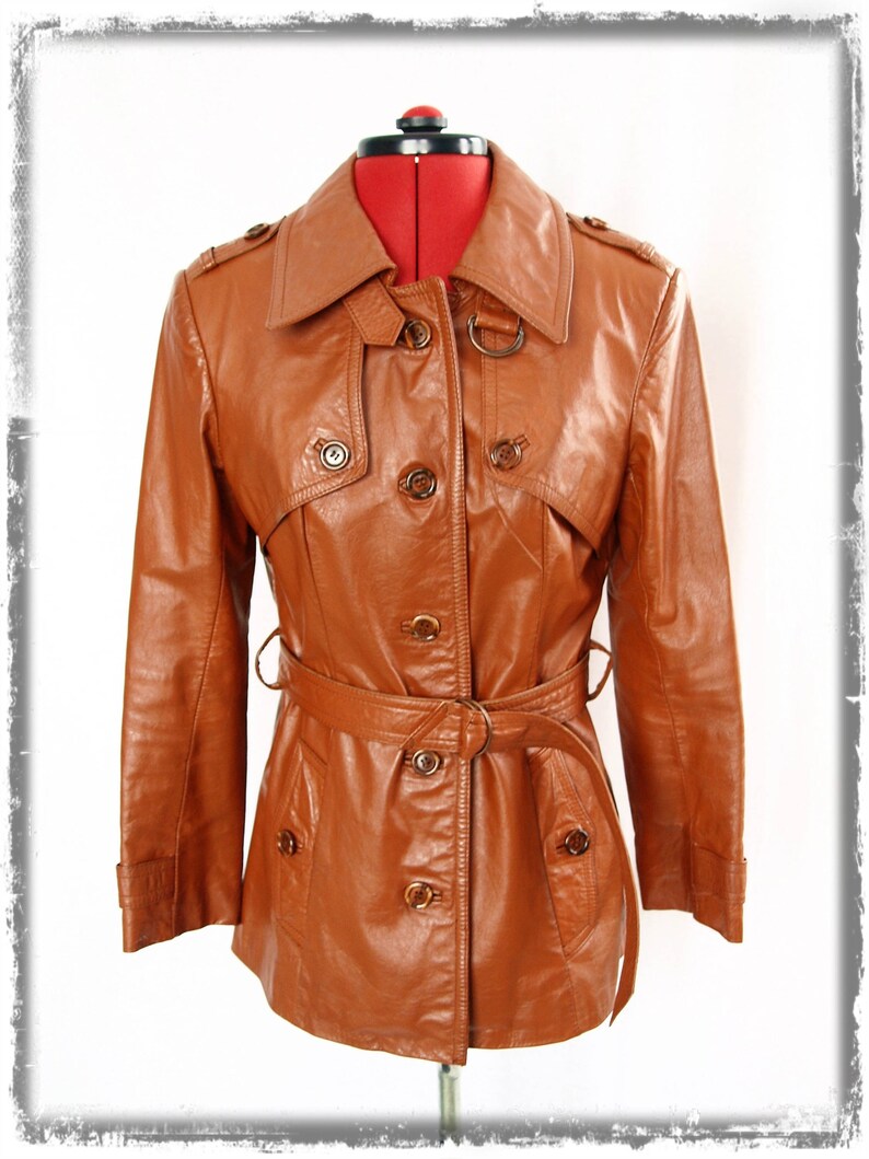1970s Vintage Rust Coloured Trench Leather Coat Size - Etsy