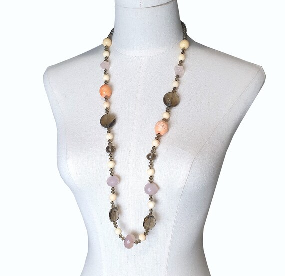 36 inch long faceted natural gemstone chunky necklace… - Gem