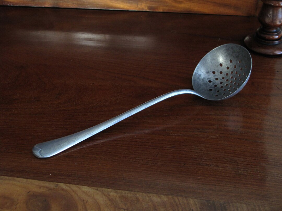Vintage Pewter Perforated Ladle | 12" Antique Kitchen Utensil - Etsy