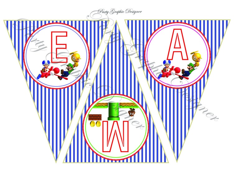 Banner Name Mario Bross Printable - Etsy