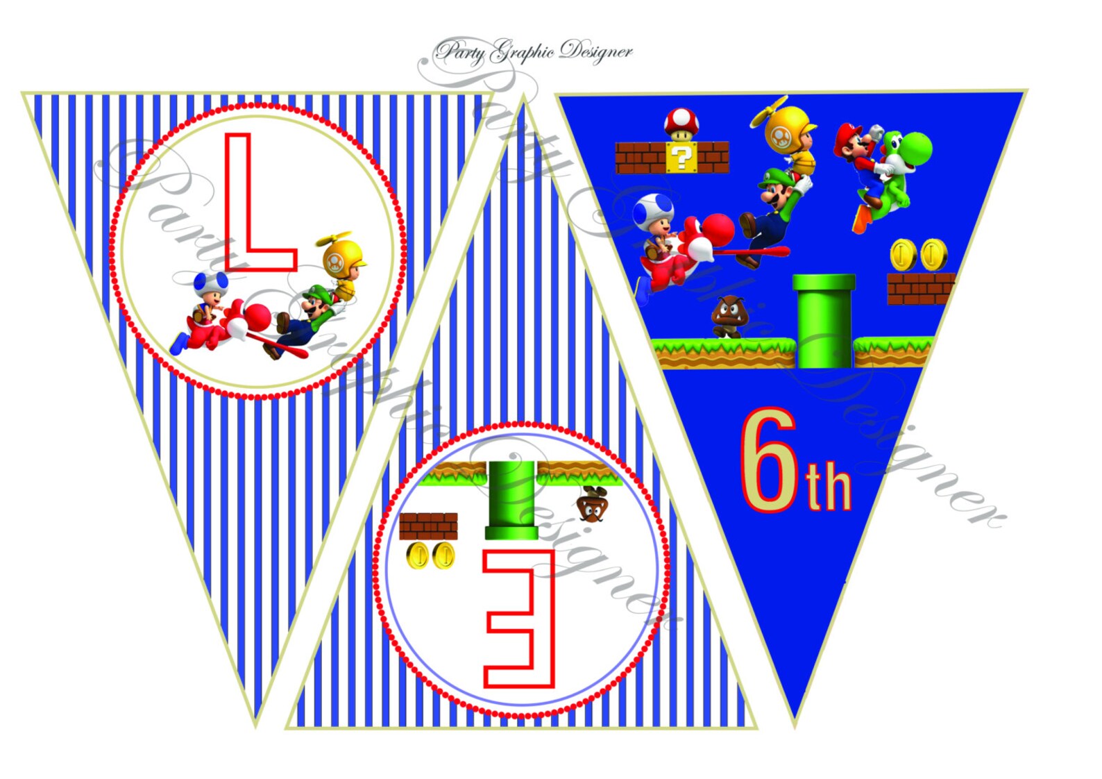 Banner Name Mario Bross Printable - Etsy
