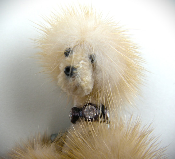 Standard Poodle Pin Mink 1950's Original Box - Gem