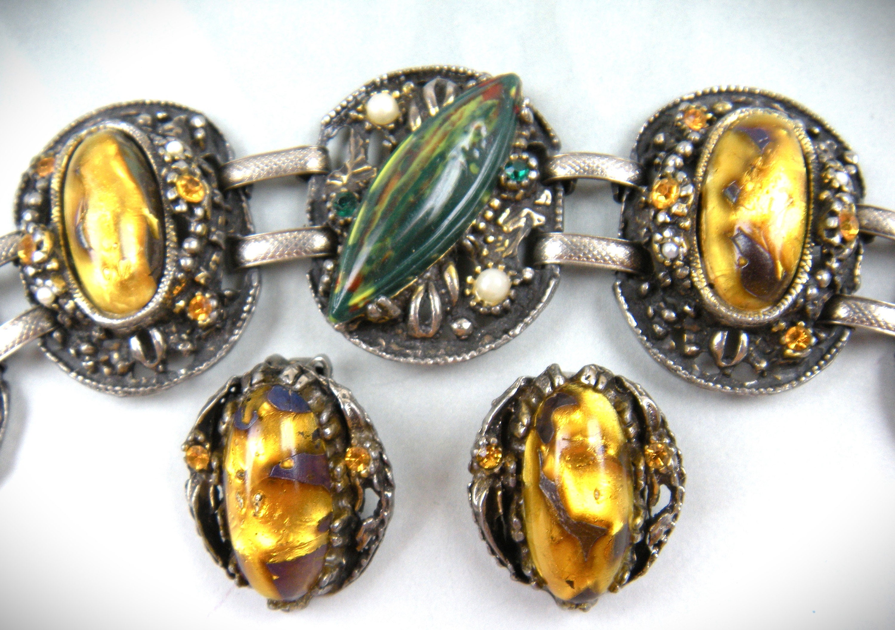 Selro Selini Unsigned Chunky Style Bracelet With Matching Earrings - Etsy