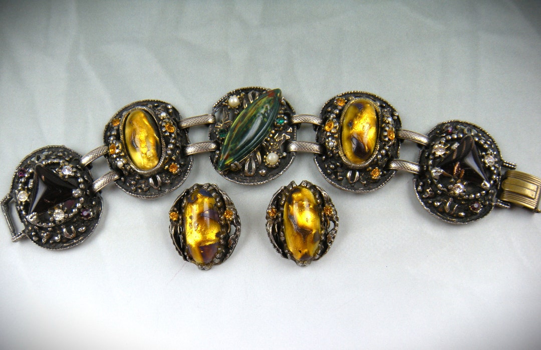 Selro Selini Unsigned Chunky Style Bracelet With Matching Earrings - Etsy