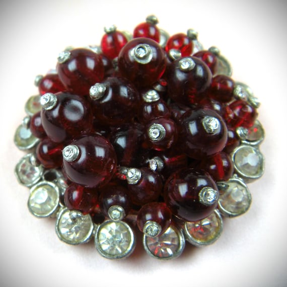 Ruby Red Dress Clip 1930's Pot Metal - Gem