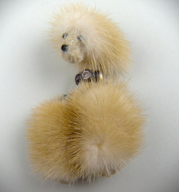 Standard Poodle Pin Mink 1950's Original Box - Gem
