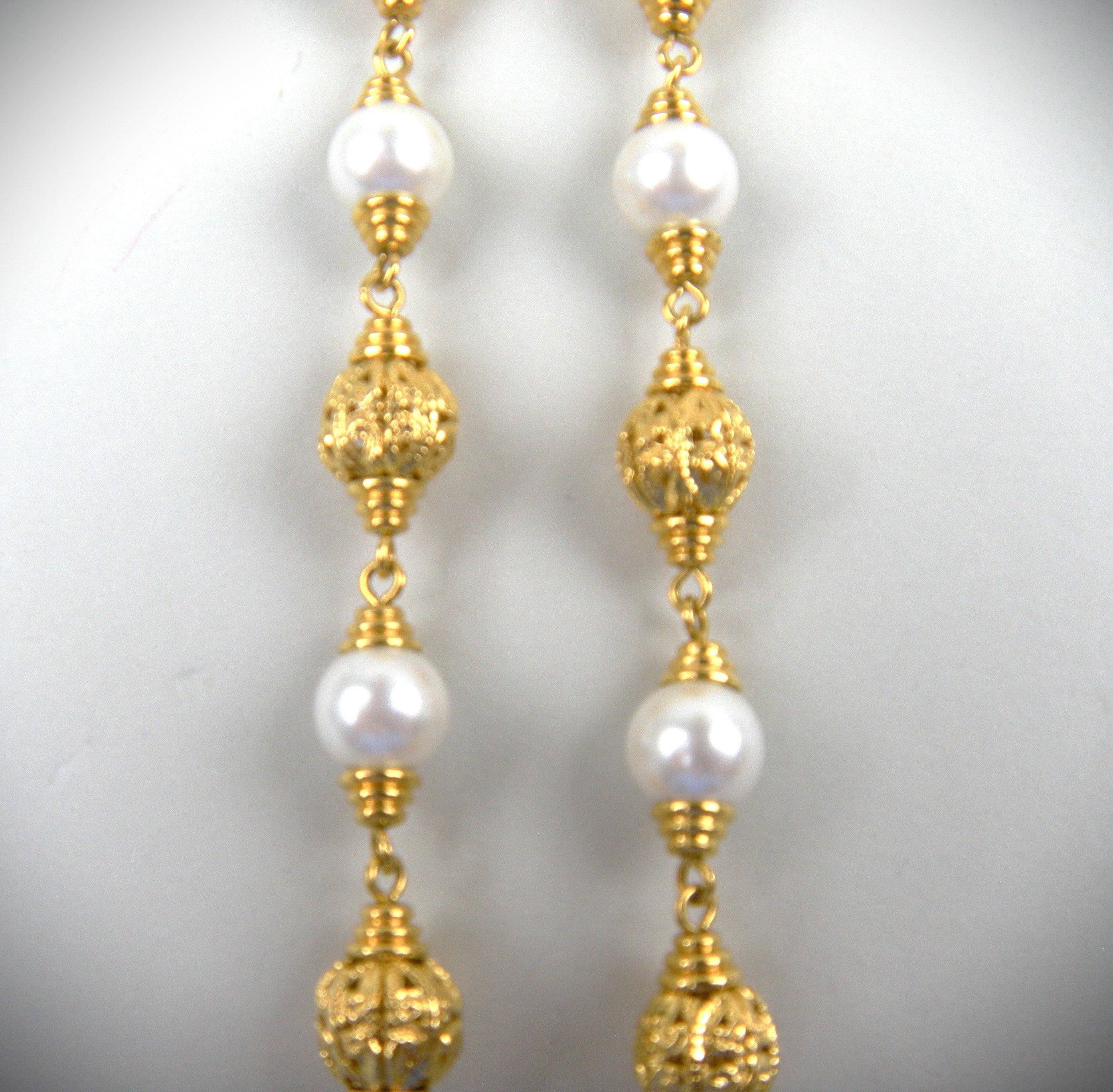 Signed 1980's Fabulous Napier Faux Pearl and Filigree Spheres Necklace ...
