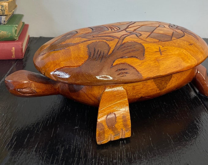 Vintage Turtle Tortoise Storage Box Wooden Handcrafted Antique ...