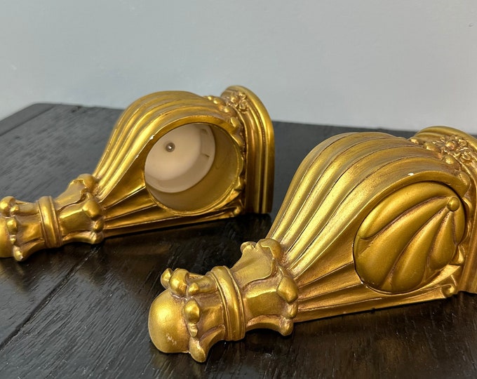 Vintage Ornate Metallic Gold Leaf Curtain Rod Hollywood Regency Royal ...