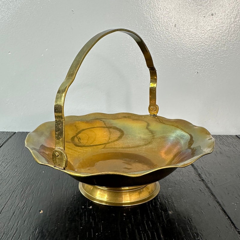Antique Brass Bowl Basket - Etsy