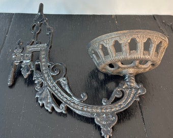 Antique Victorian Cast Iron Oil Lamp Holder, Sconce Oil Lamp Holder ...