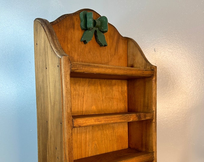 Vintage Rustic Green Bow Modern Pine Wood Shelf Shelves Art Display ...