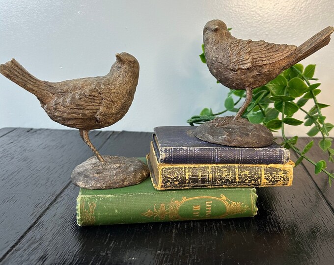 Vintage Brown Birds Sparrow Sculpture Figurine Elegant ORNATE Pair Set ...