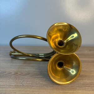 Vintage Solid Brass Horn Trumpets French Set Pair Christmas Display Door Hunting Bugles Decor ...