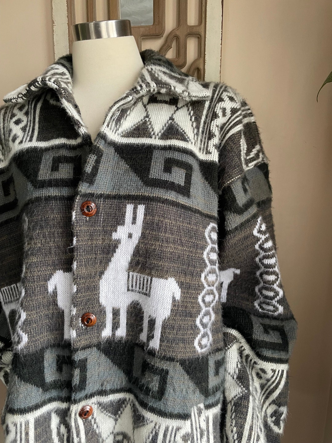 RARE Vintage Ruminahui Lama Alpaca Wool Sweater Cardigan Coat - Etsy