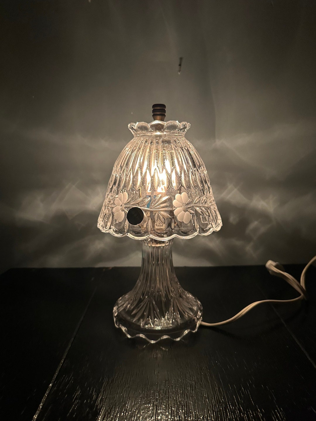 Vintage Heavy Cut Crystal Lamp Glass Light Accent Table - Etsy