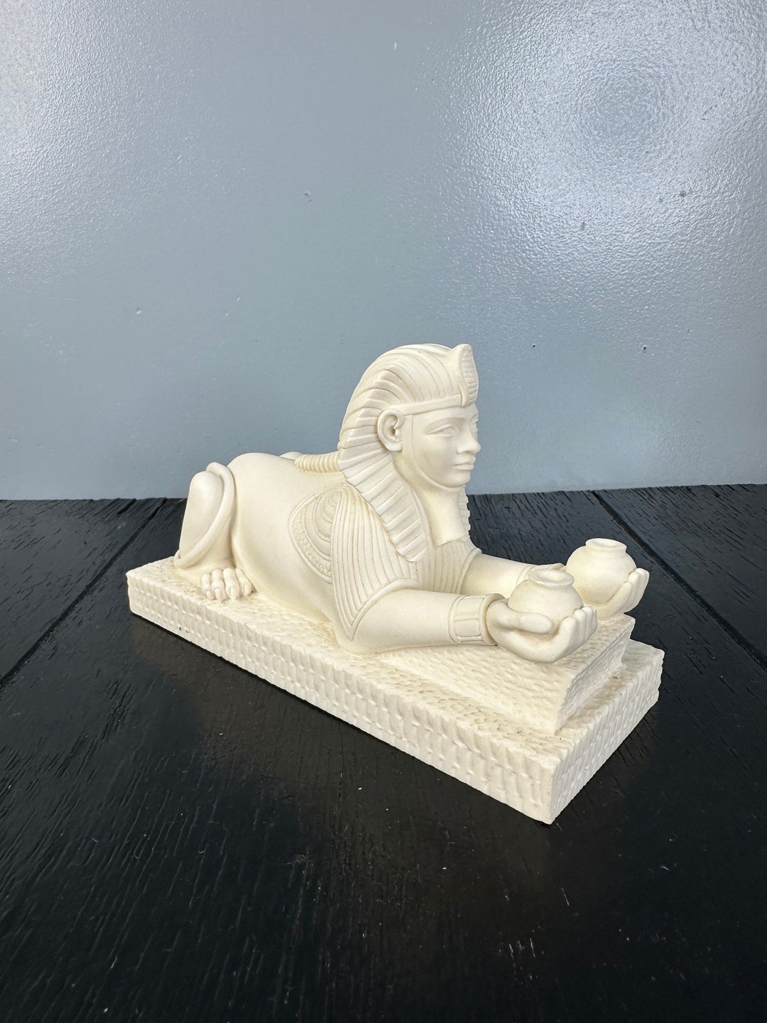 Vintage A. Giannelli Italian Alabaster Sphinx Sculpture White Stone ...