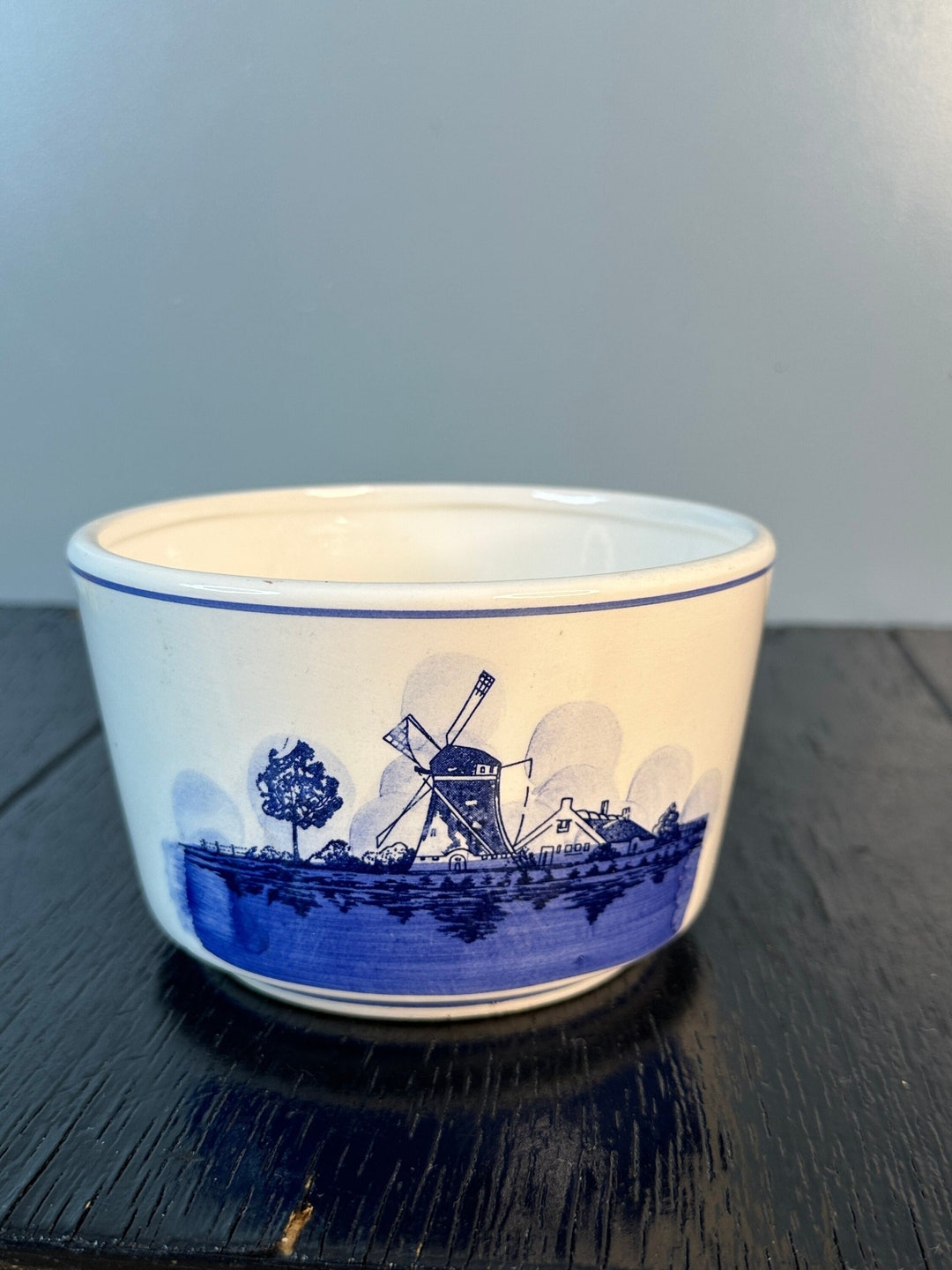 Vintage 3" Delft Porcelain Ruffle Ceramic Holland Planter Pot Bowl ...