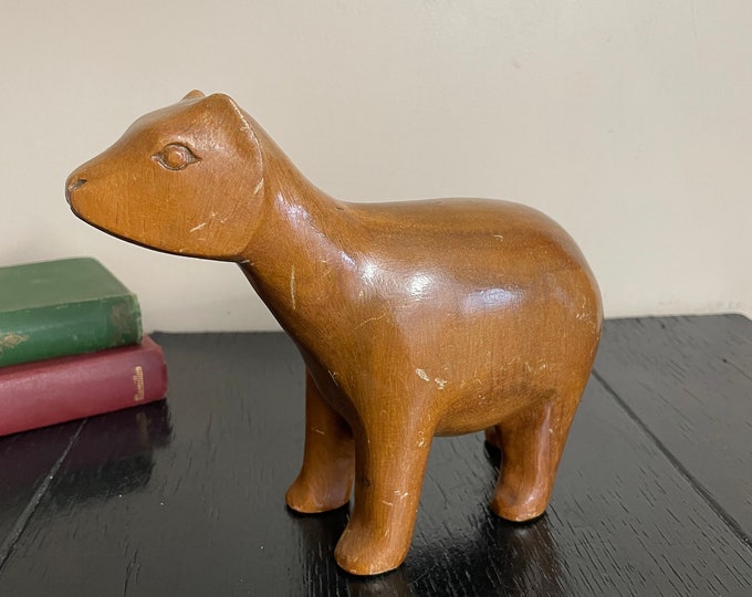 Vintage Capybara Natural Wooden Wood Carved Statue Bookend Mid Century ...