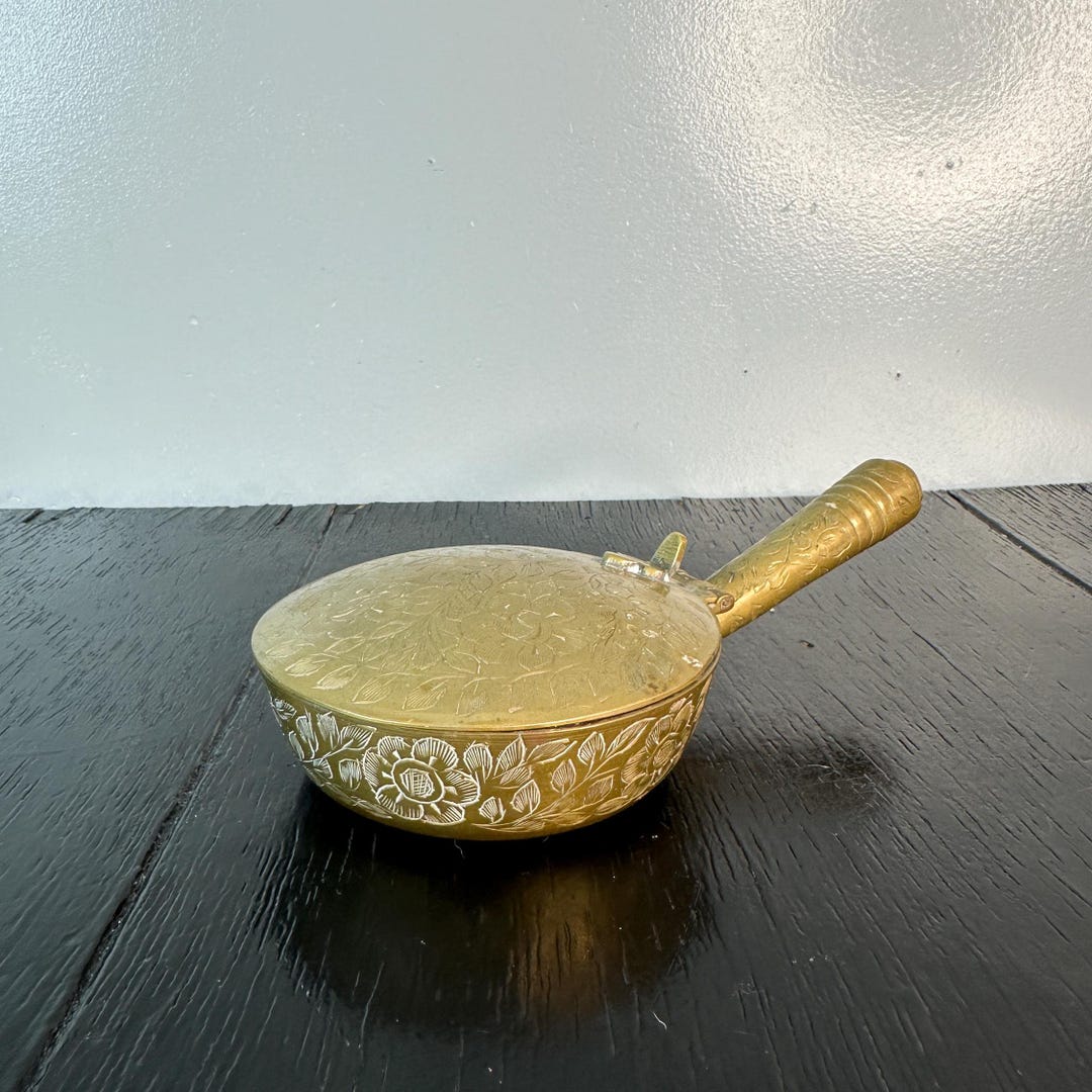 Vintage Brass Metal Hinged Ashtray Butler's Crumb Catcher Engraved ...