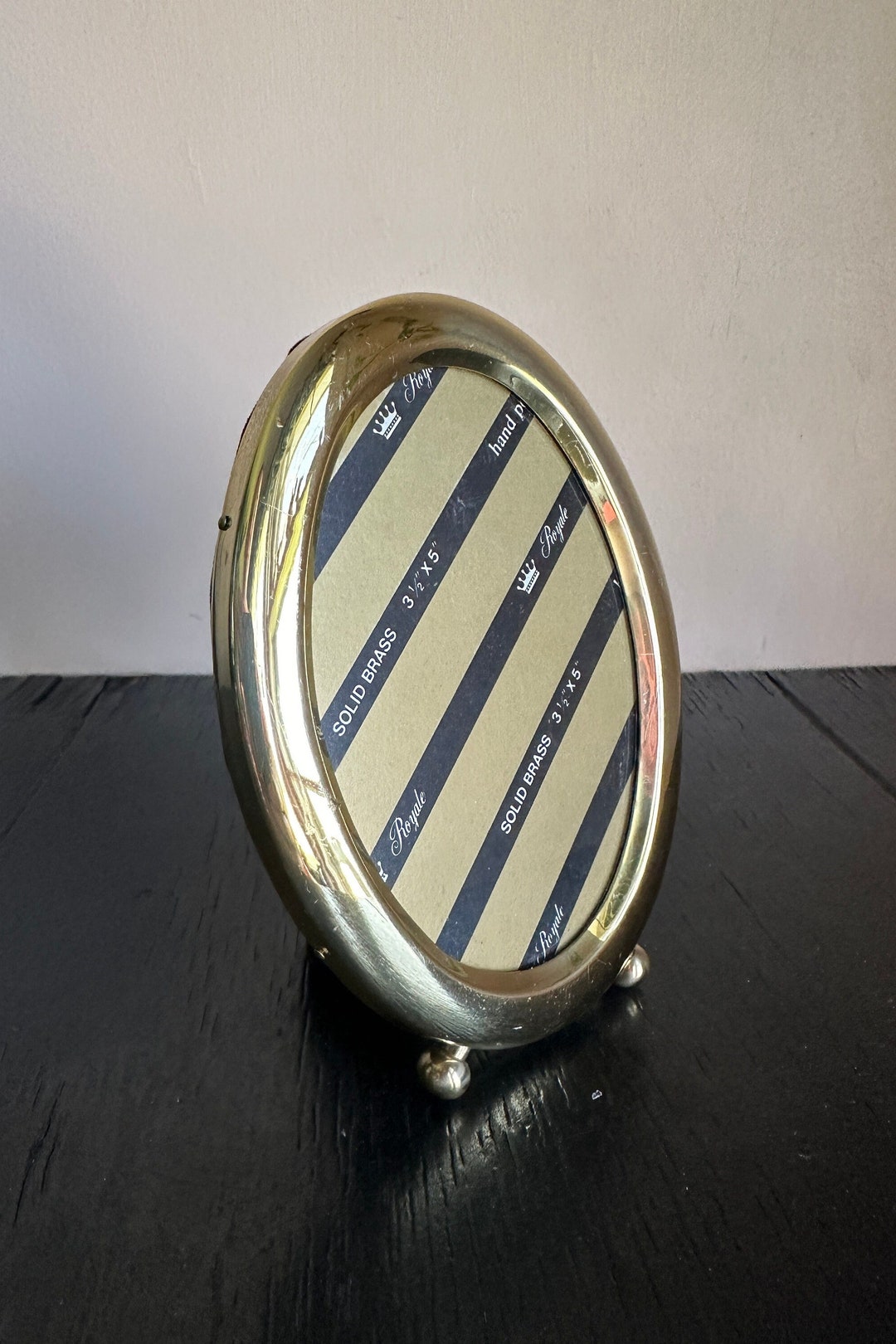 Vintage Oval Rounded Gold Solid Brass Tone Retro 3.5x5 Desk Glass ...