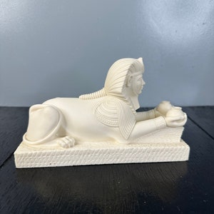 Vintage A. Giannelli Italian Alabaster Sphinx Sculpture White Stone ...