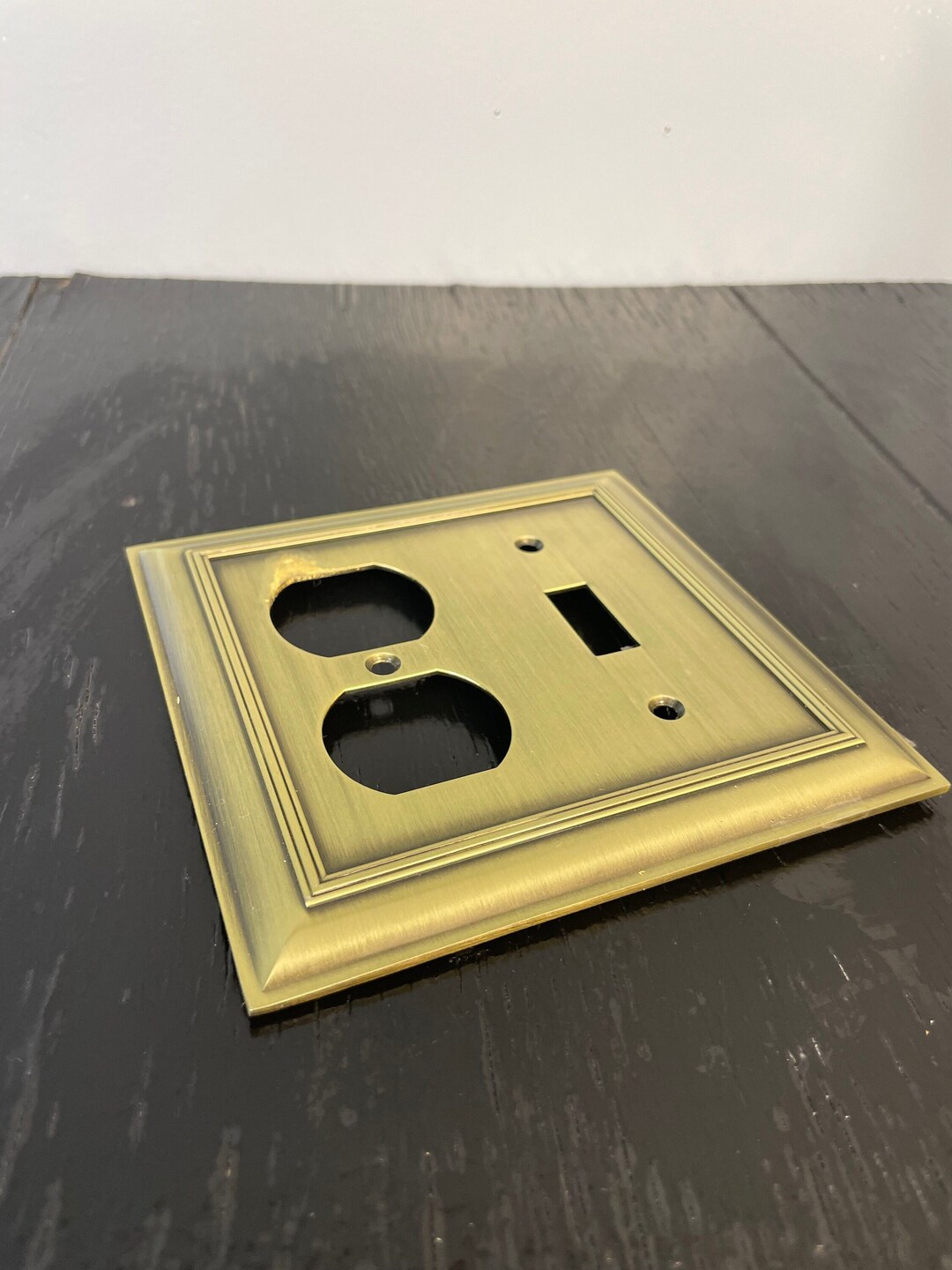 Vintage Ornate Brassy Brass Gold Metal Light Switch Socket Combination ...