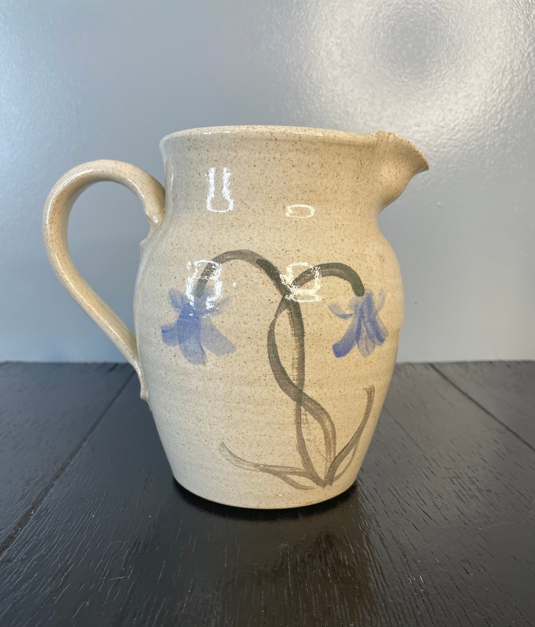 Vintage Rare Carol Barclay Pottery Pitcher Jug Handled Stoneware Salt ...