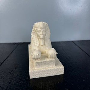 Vintage A. Giannelli Italian Alabaster Sphinx Sculpture White Stone ...