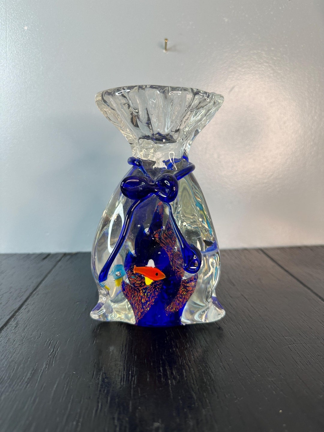 Vintage 6.5" Murano Fish in a Bag Goldfish Large Glass Aquarium ...