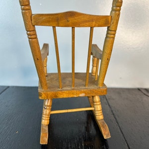 Vintage MINI Rocking Chair Wicker Wood Wooden Stand Table Candleholder ...