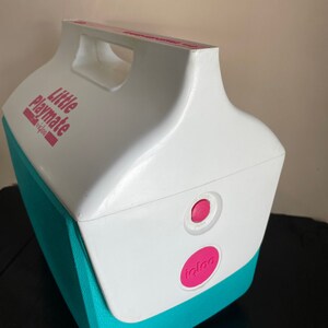 Vintage Teal Pink Igloo Cooler Little Playmate Drinks Beer Ice Chest ...