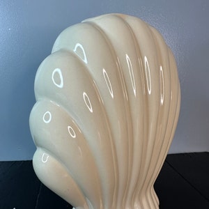 Vintage Large Ceramic Beige White Conch Shell Vase Planter Beautiful ...