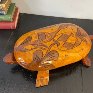 Vintage Turtle Tortoise Storage Box Wooden Handcrafted Antique ...