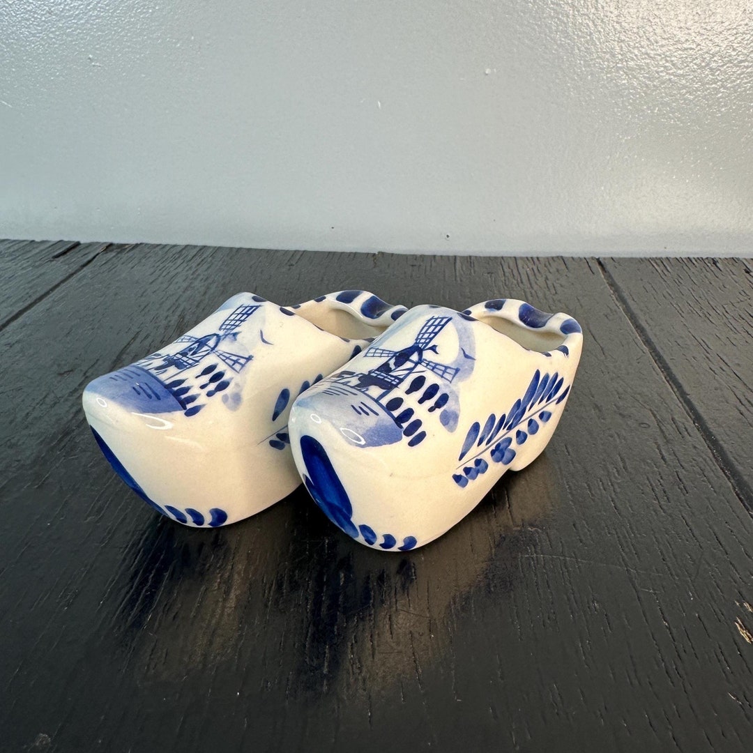 Vintage Delft Holland Clogs Shoes Blue White Miniature Porcelain ...