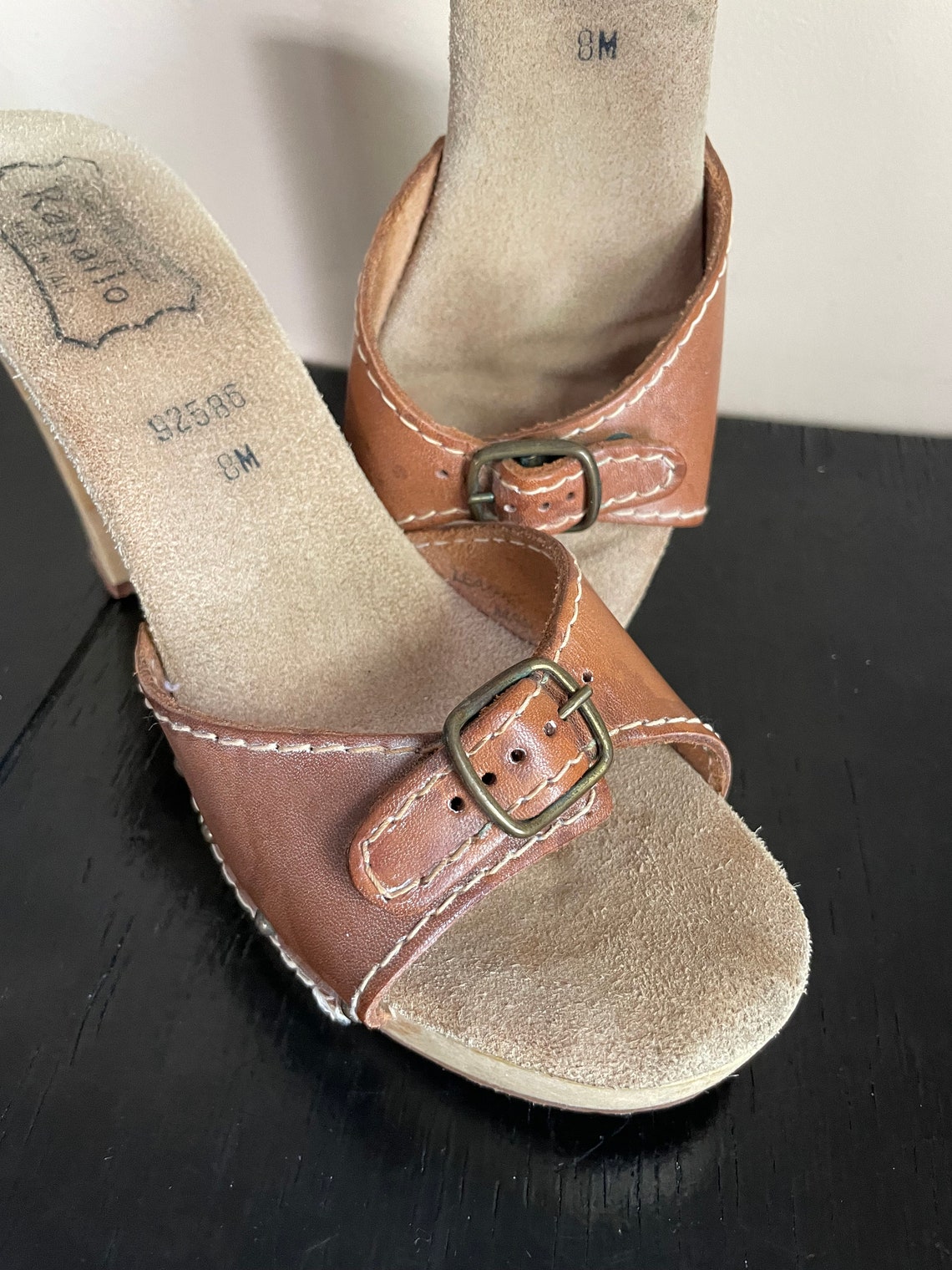 Vintage Rapallo Heels 8 1970s Italian Italy Leather Brown Faux - Etsy