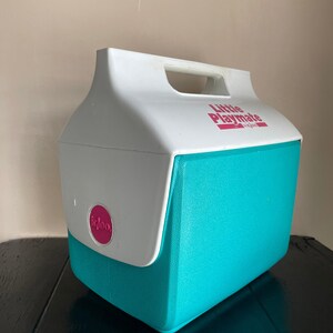 Vintage Teal Pink Igloo Cooler Little Playmate Drinks Beer Ice Chest ...