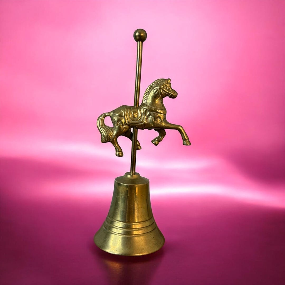 Vintage Brass Carousel Horse Bell Mid Century Horse Figurine Decorative ...