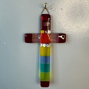 Rare Vintage Murano Cross Rosary Flower Mosaic Wall Art Glass Display ...