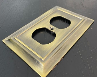 Vintage Ornate Gold Metal Light Switch Socket Cover Plate Brass Sleek ...