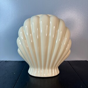 Vintage Large Ceramic Beige White Conch Shell Vase Planter Beautiful ...