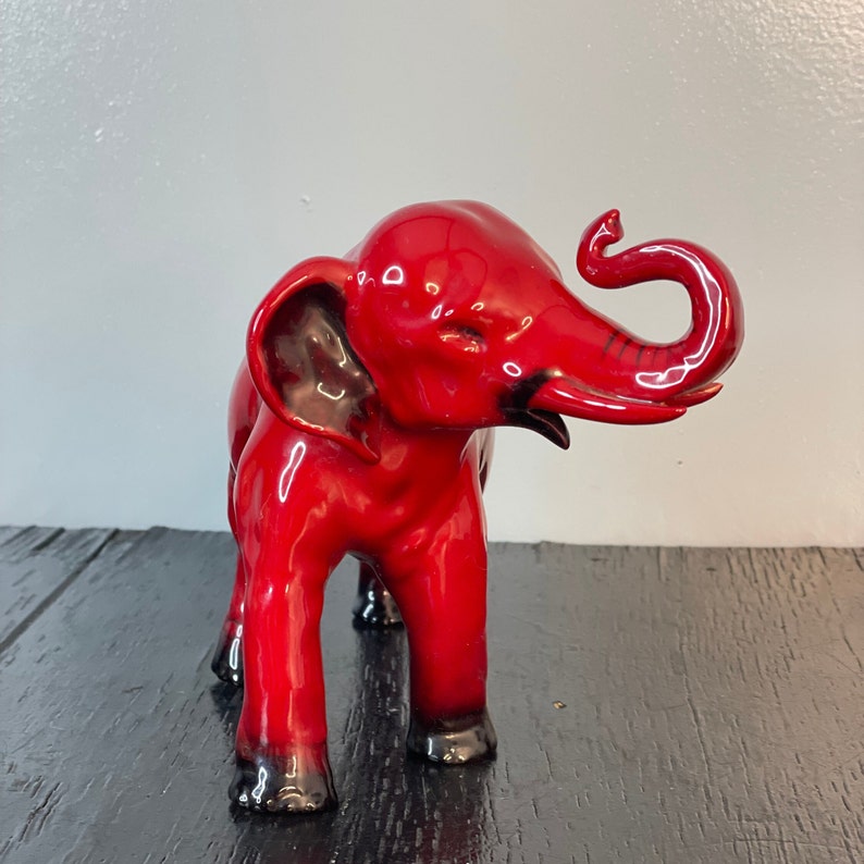 Vintage Antique Red 1930s Royal Doulton Flambe "elephant With Trunk ...
