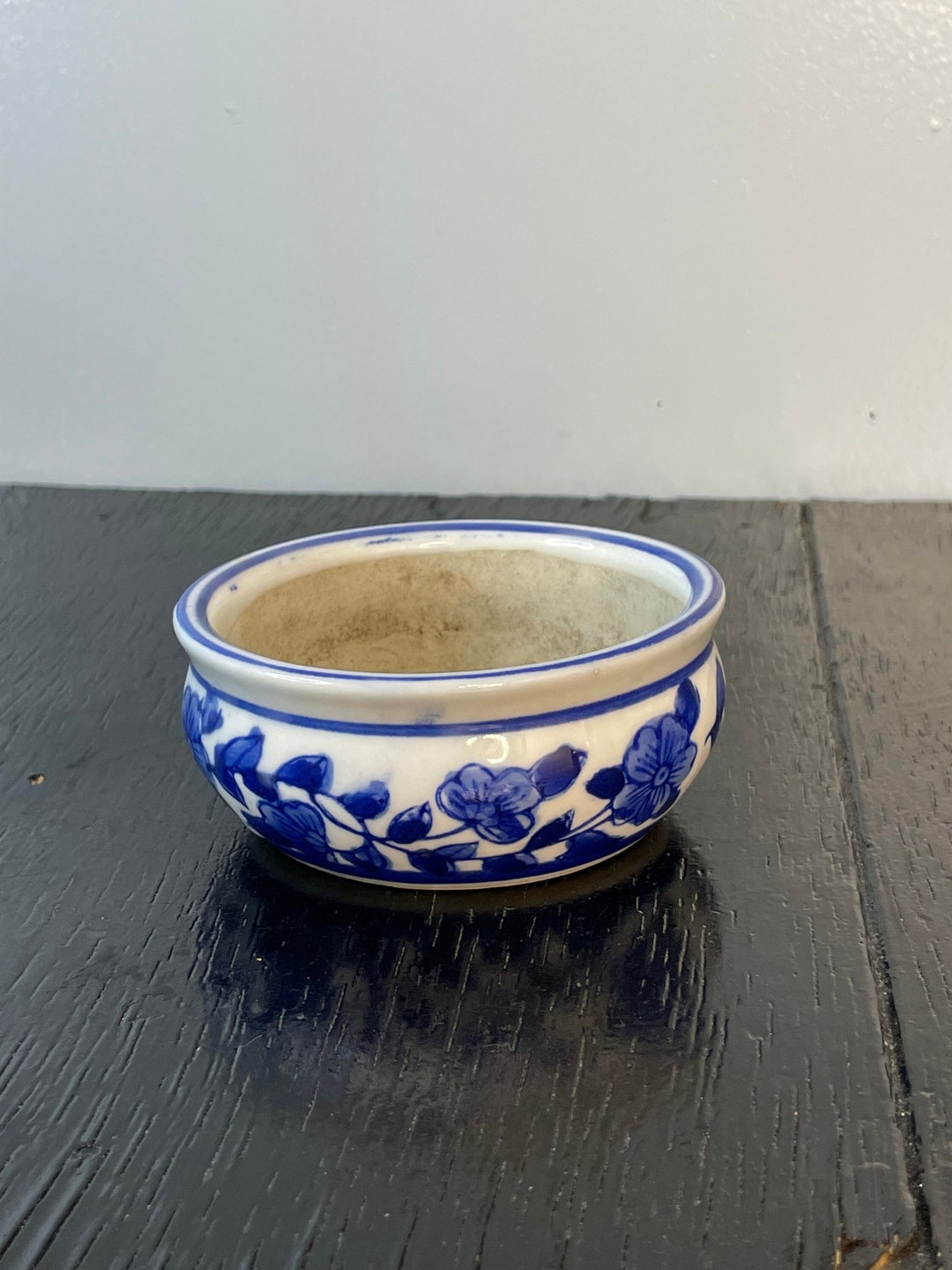 Vintage 2" Mini Floral Flower Planter Pot Ceramic Chinese Chinoiserie ...