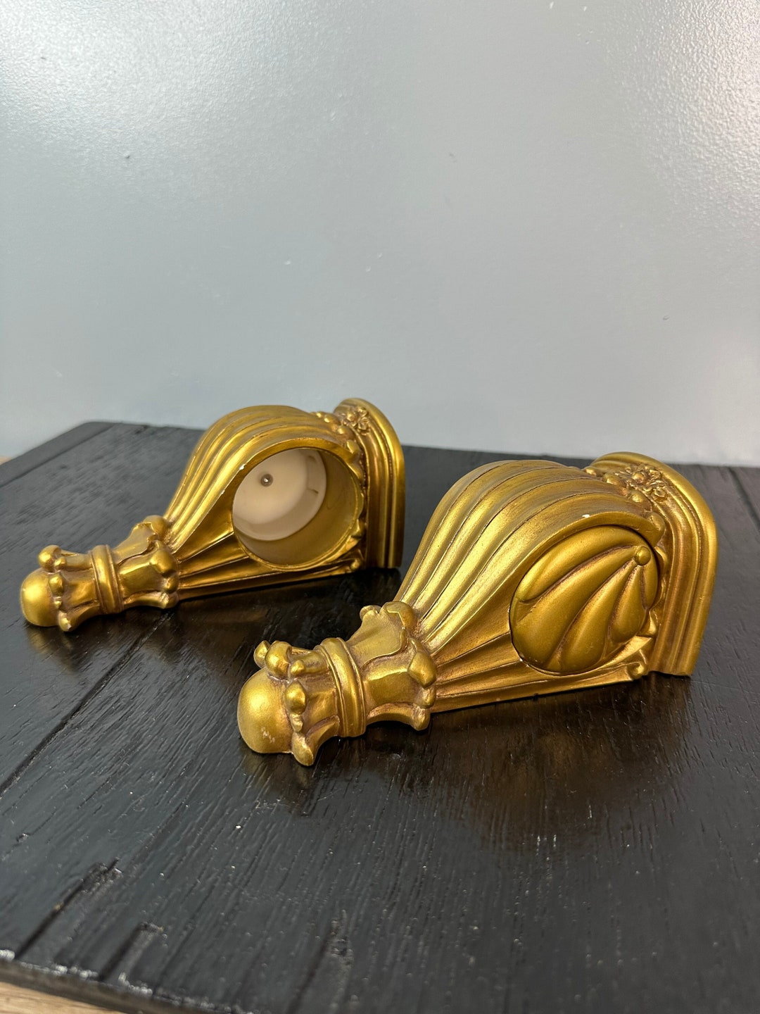 Vintage Ornate Metallic Gold Leaf Curtain Rod Hollywood Regency Royal ...