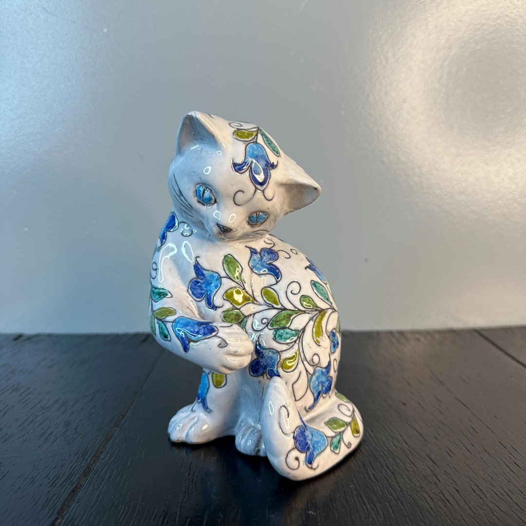 Vintage Pottery Cat Kitten Italian Pottery Raymor Pugi Animal Figurine ...