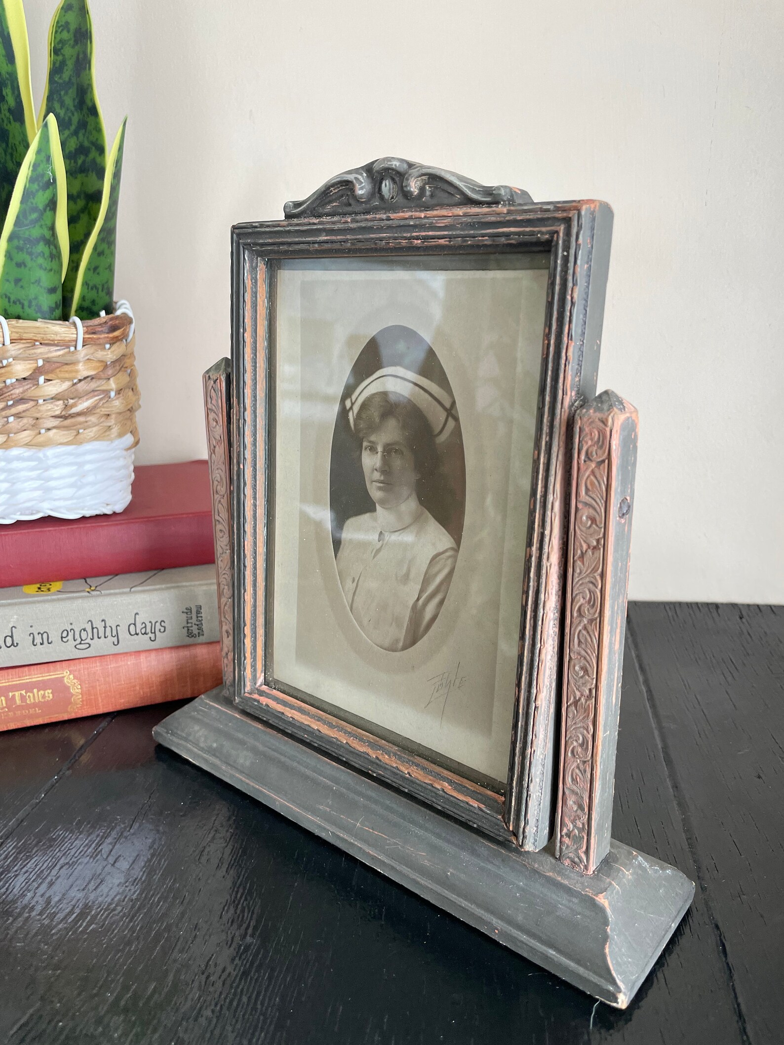 Antique Brown Wood Art Deco Swivel Picture Frame 5x7 - Etsy